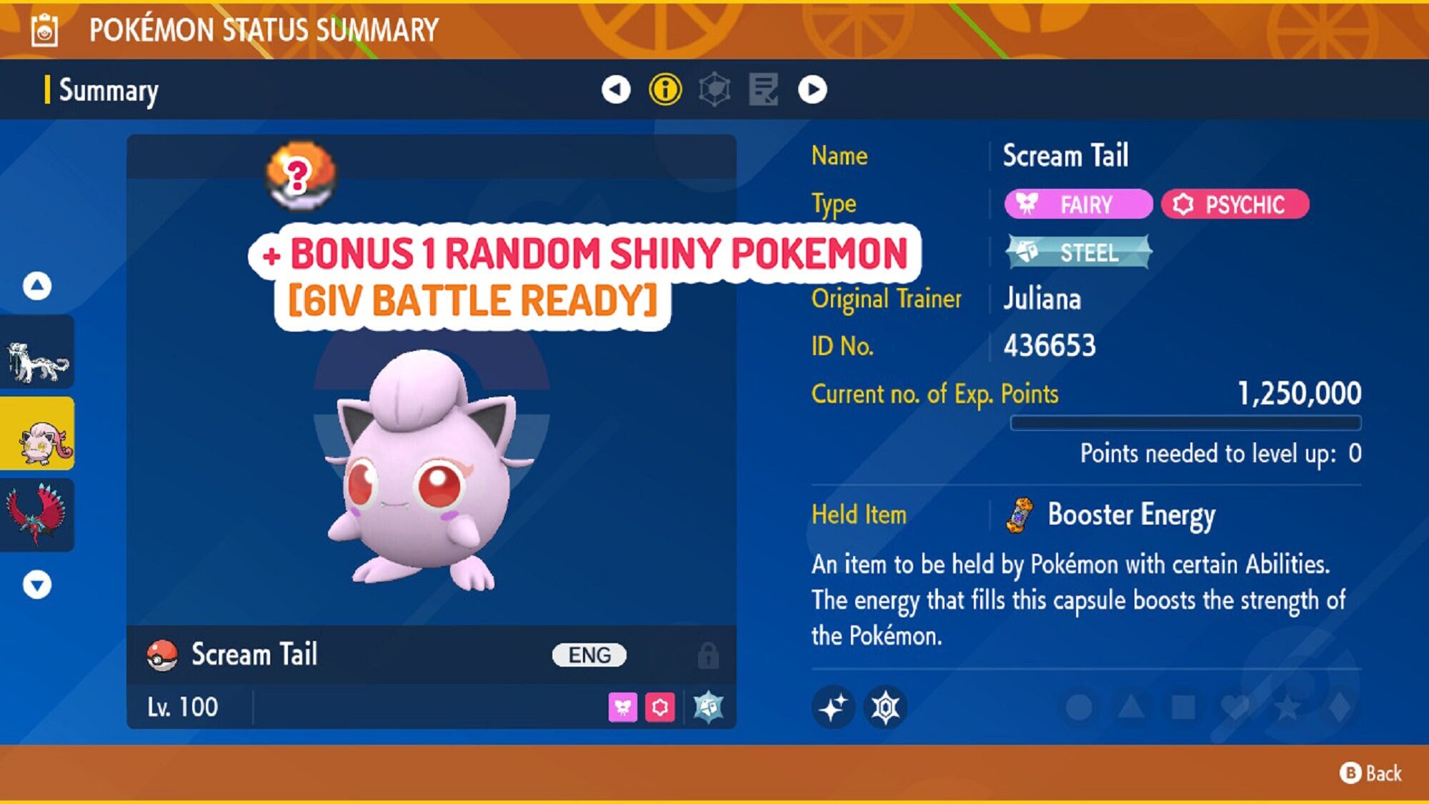 Scream Tail SHINY 6IV Pokemon / Ready for Competitive Battle ...