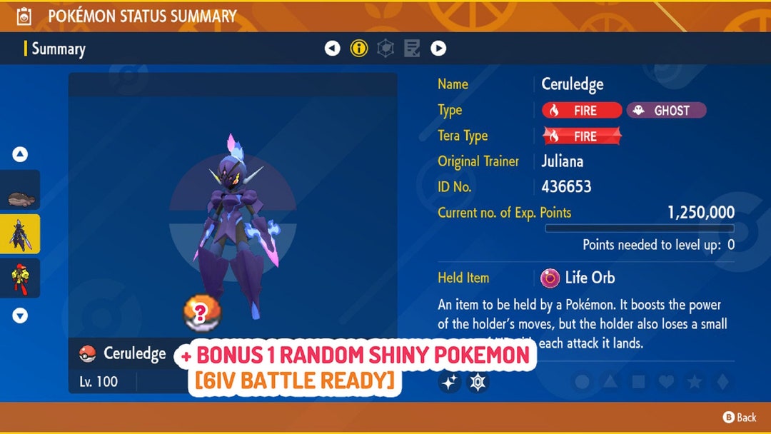 Ceruledge SHINY 6IV Pokemon / Ready for Competitive Battle / - Etsy