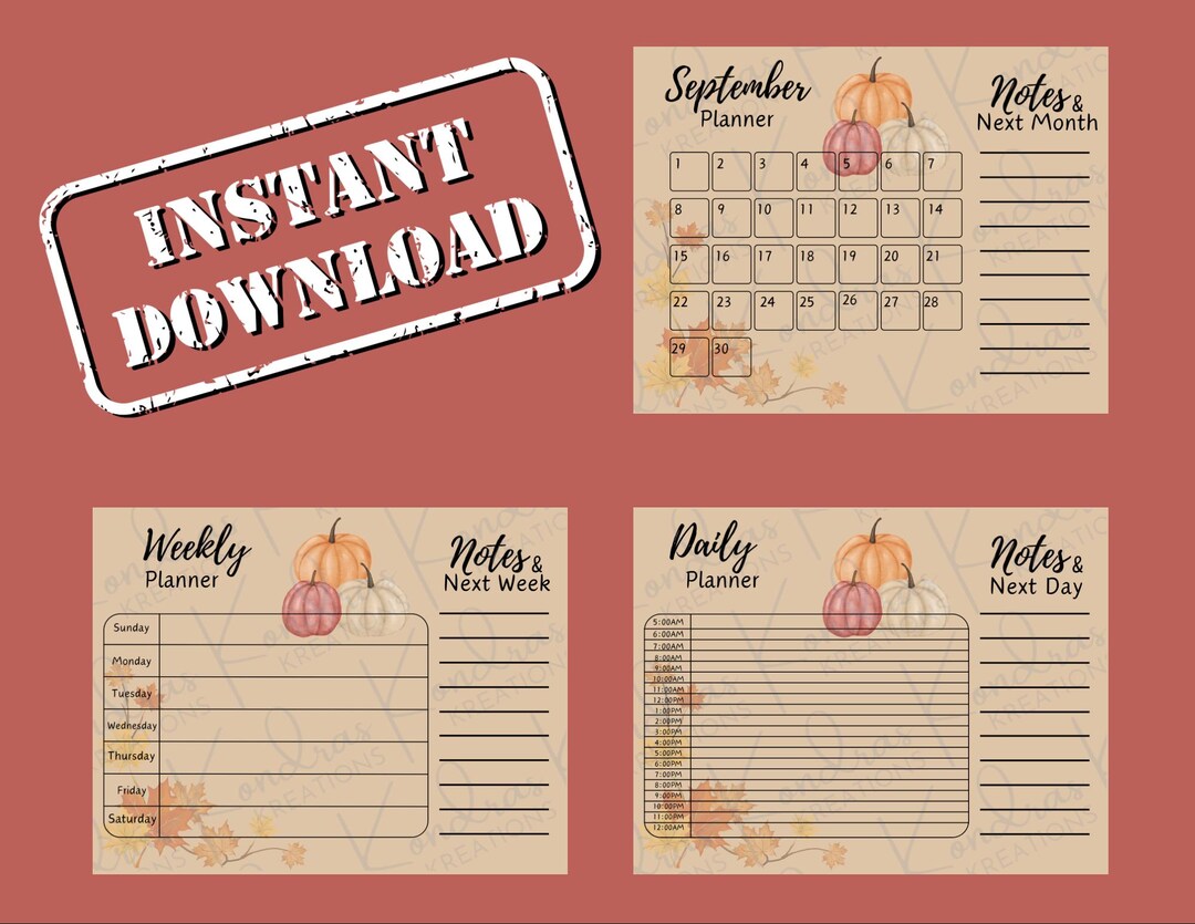 Multi Digital Download September Autumn Planner - Etsy
