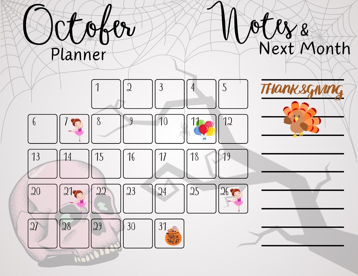 Multi Digital Download October Spooky Planner - Etsy