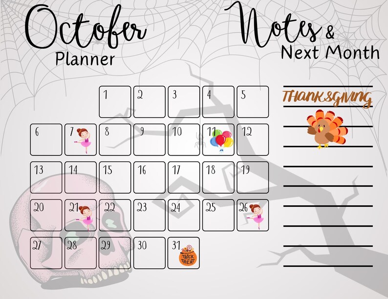 Multi Digital Download October Spooky Planner - Etsy