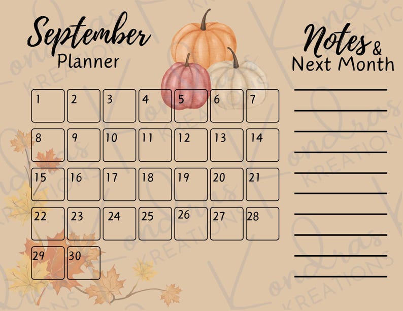 Multi Digital Download September Autumn Planner - Etsy