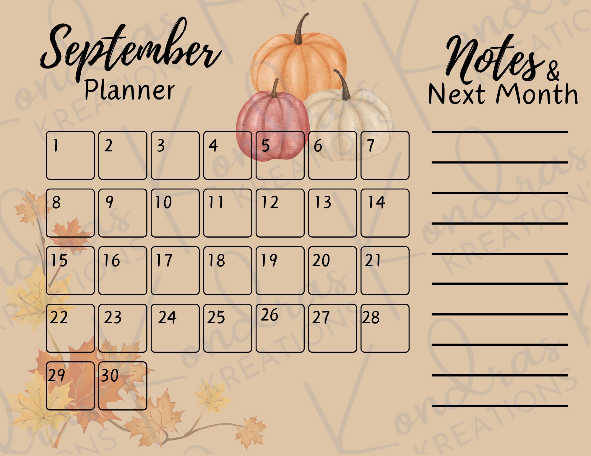 Multi Digital Download September Autumn Planner - Etsy
