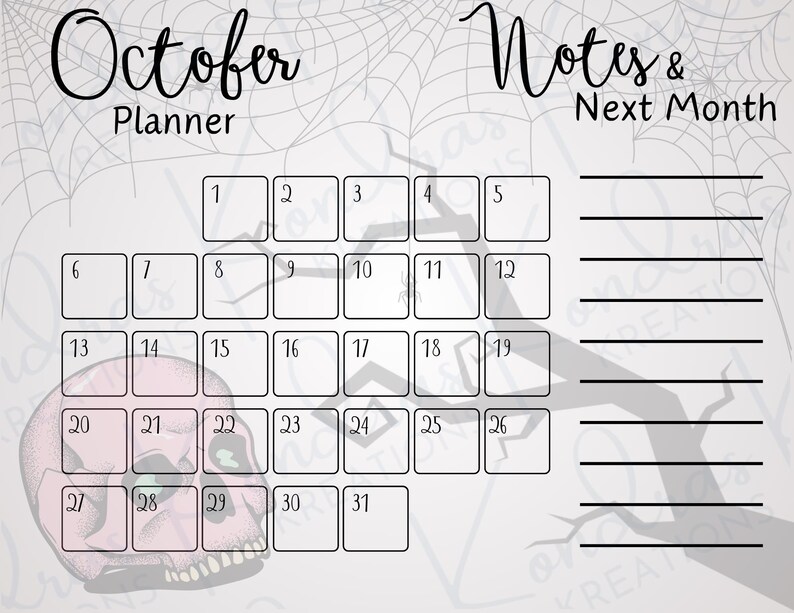 Multi Digital Download October Spooky Planner - Etsy
