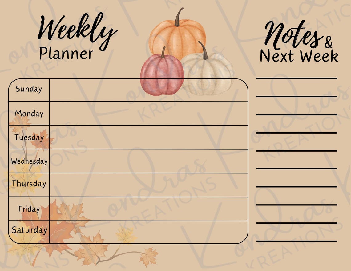 Multi Digital Download September Autumn Planner - Etsy
