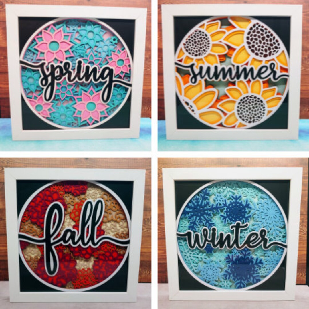 4 Seasons Framed Decor 3d Layered Shadow Box Picture 8x8 Frame - Etsy