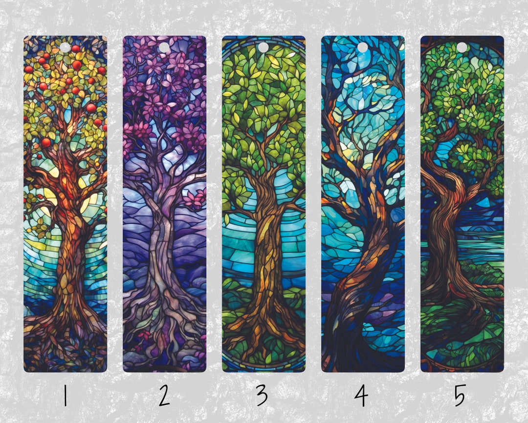 Stained Glass Tree Bookmarks - Etsy