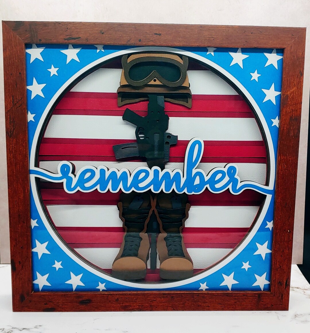 Military Veteran Remember 3d Layered Shadow Box Picture Fallen Solider ...