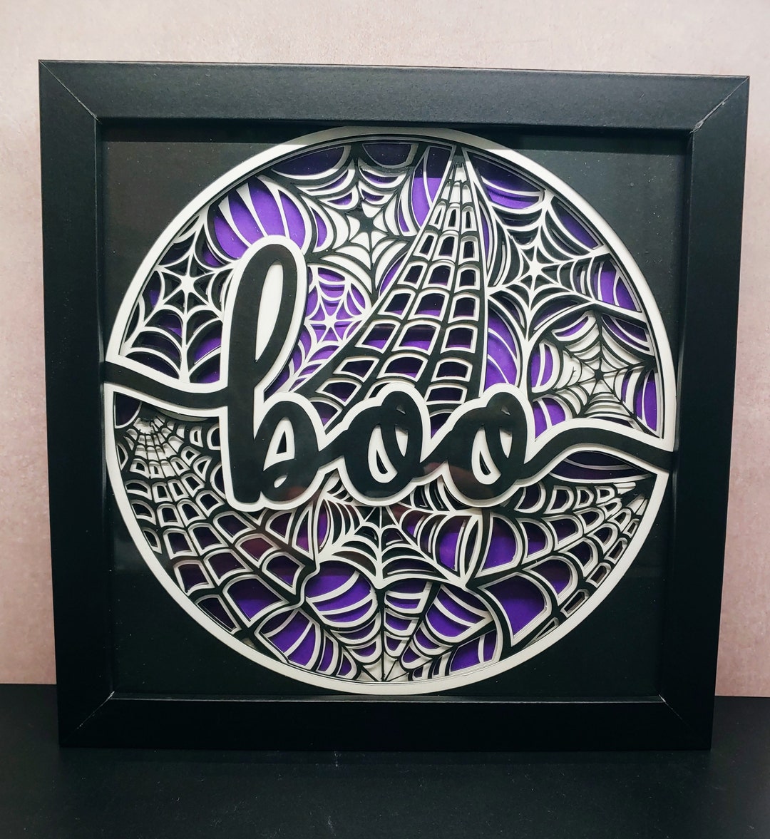 Boo Spider Web Halloween 3d Layered Shadow Box Picture 8x8 Frame - Etsy