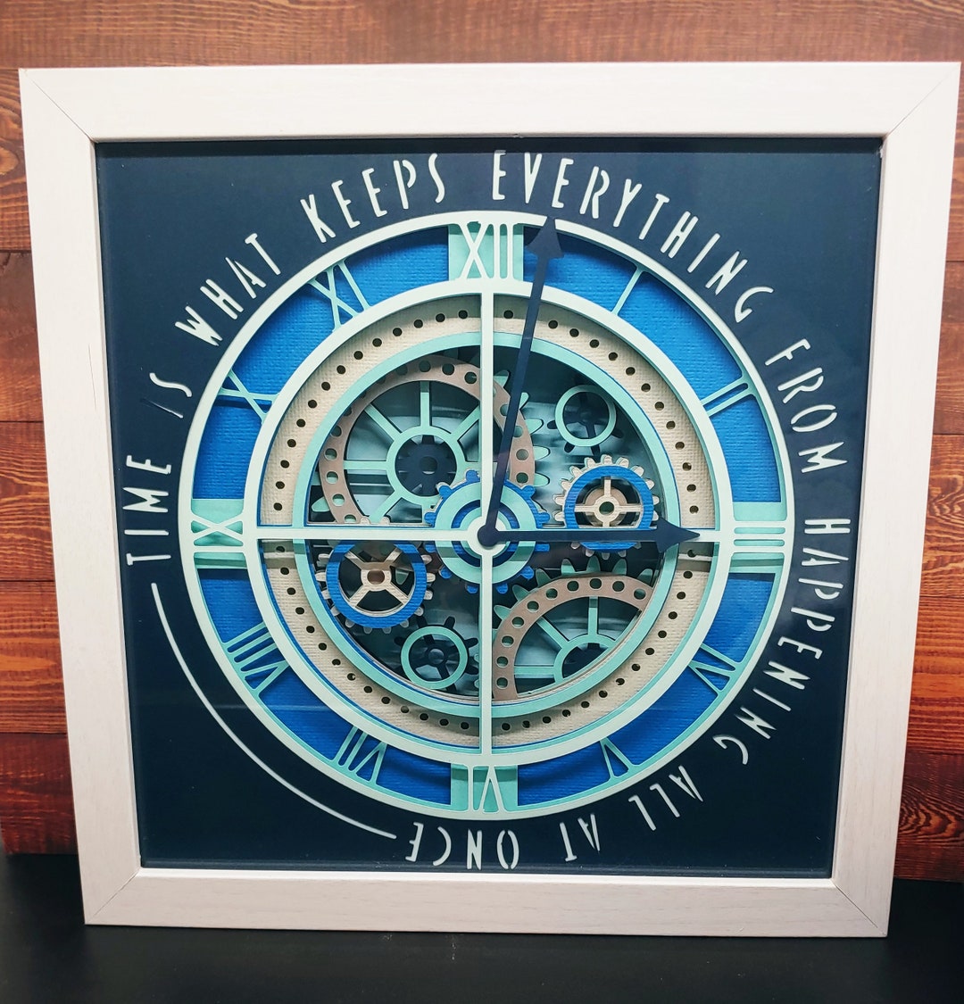 Time Clock 3d Layered Shadow Box Picture 9x9 Frame - Etsy