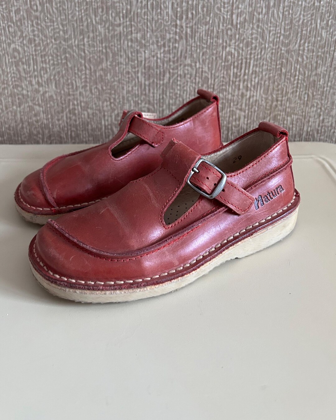 Girls Vintage Shoes Red Leather Shoes Girls Vintage Mary Janes Leather ...
