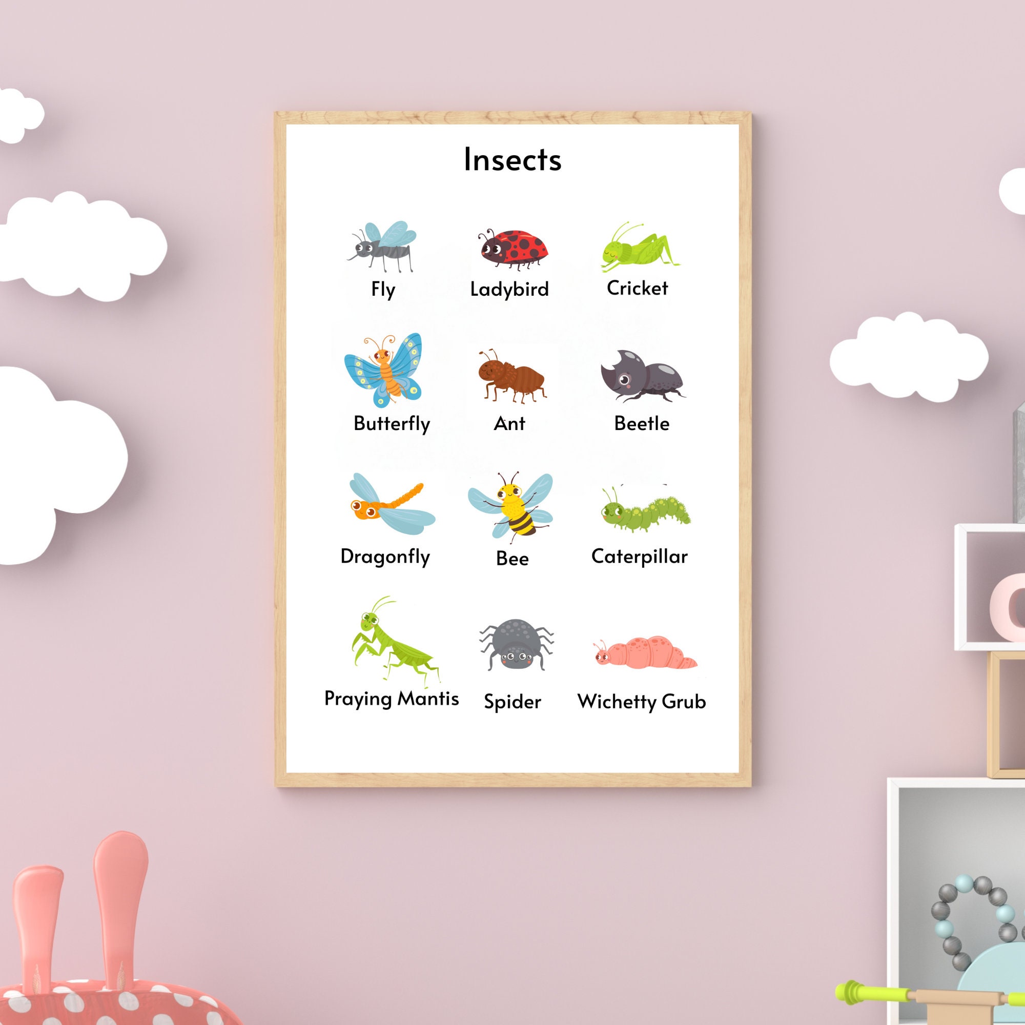 Toddler Learning Poster, Insects Poster, Educational Poster, Toddler ...
