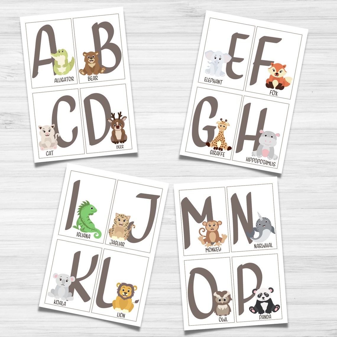 Animal Alphabet Flashcards & Poster Bundle, ABC Flashcards, Alphabet ...