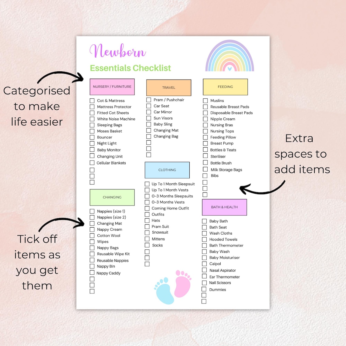 Printable Newborn Baby Essentials Checklist, Baby Essentials List, New ...