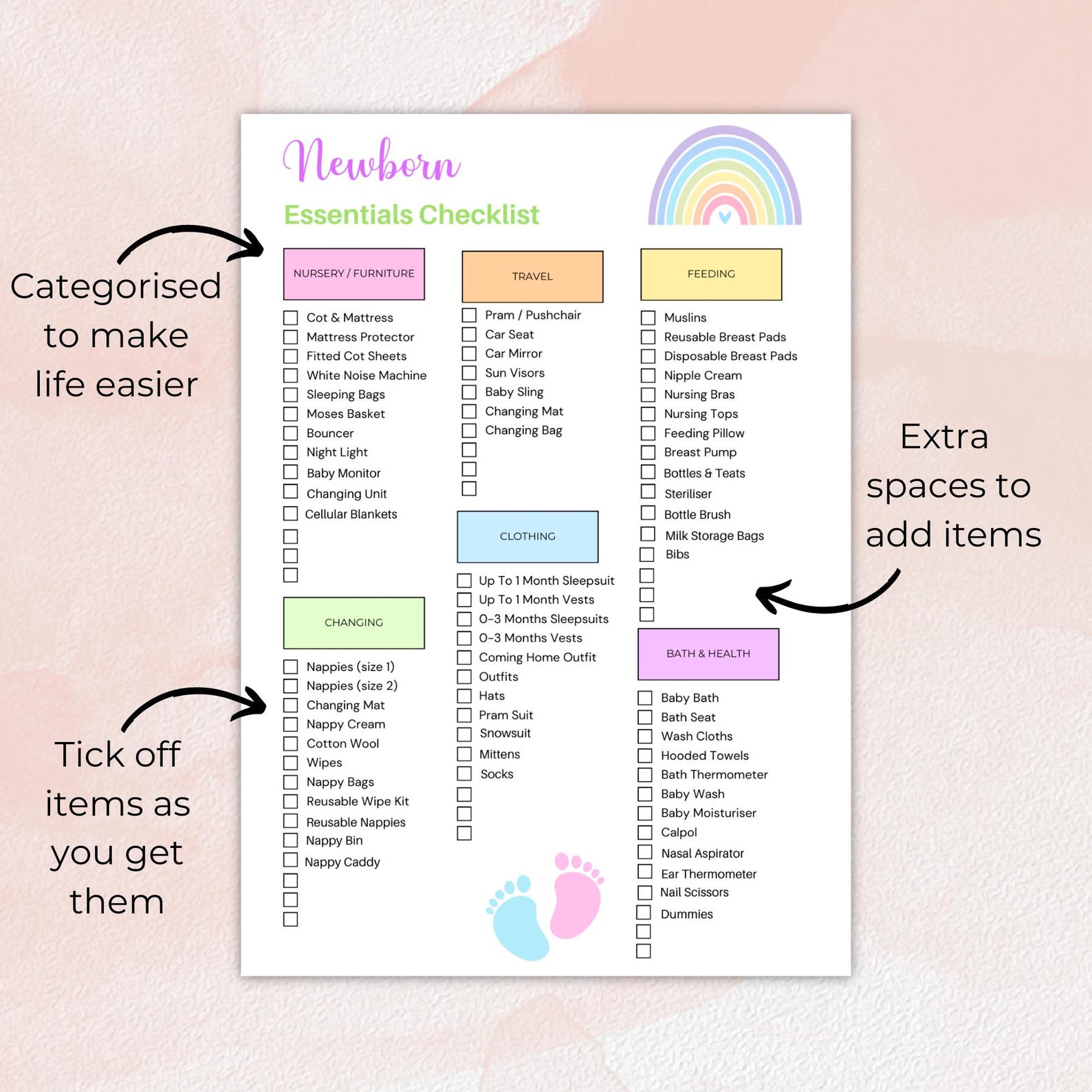 Printable Newborn Baby Essentials Checklist, Baby Essentials List, New ...
