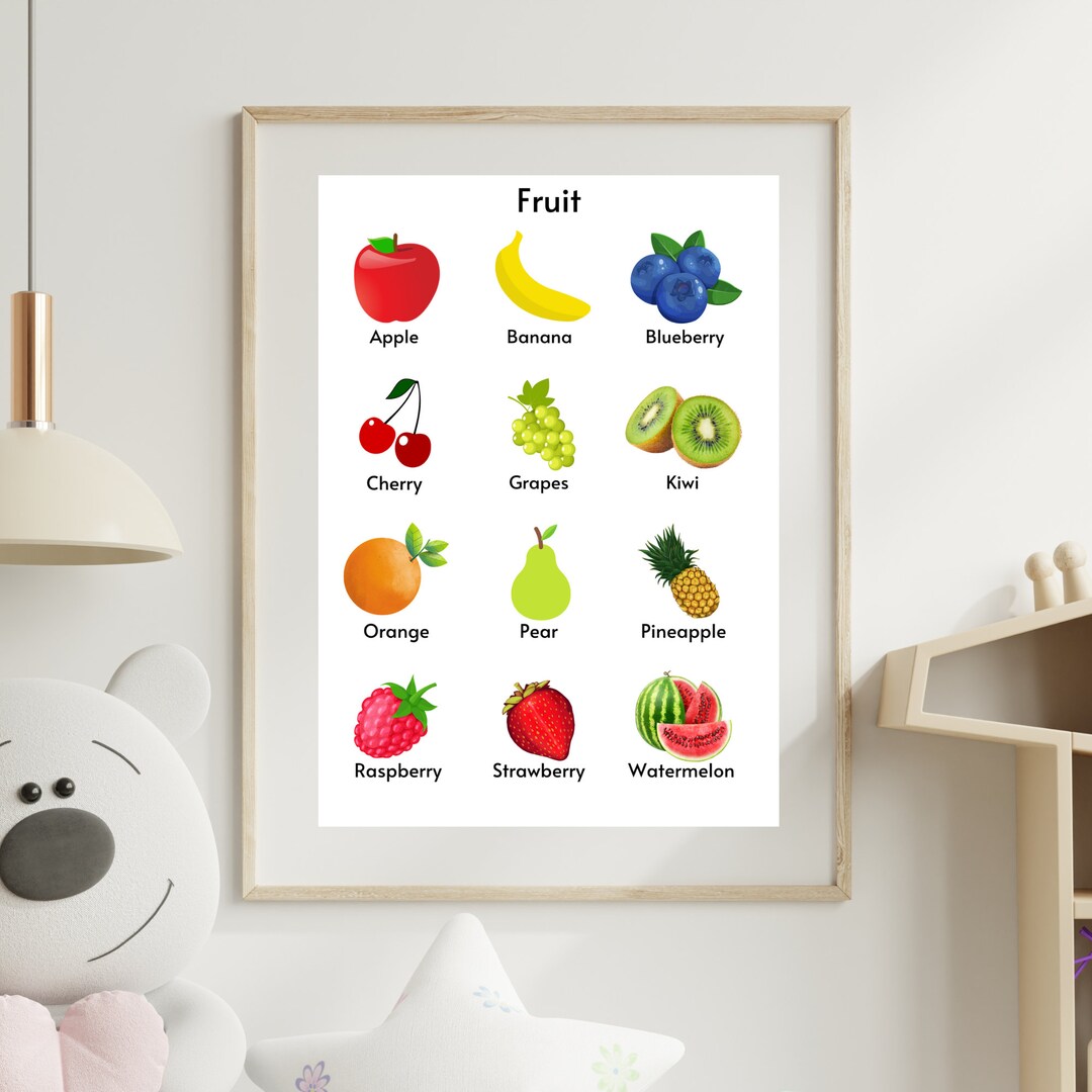 Toddler Learning Poster, Fruit Poster, Educational Poster, Toddler Room ...