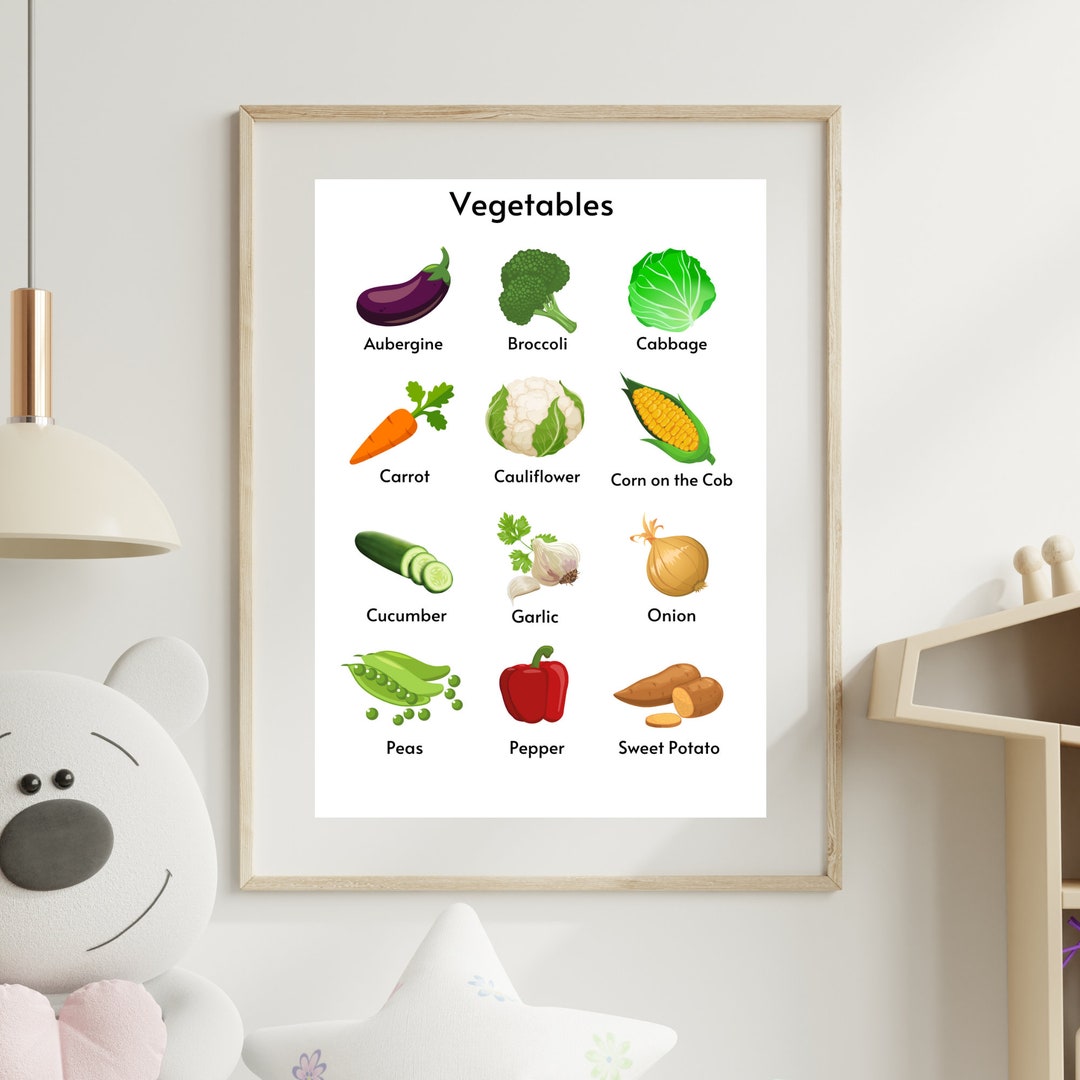 Toddler Learning Poster, Vegetable Poster, Educational Poster, Toddler ...