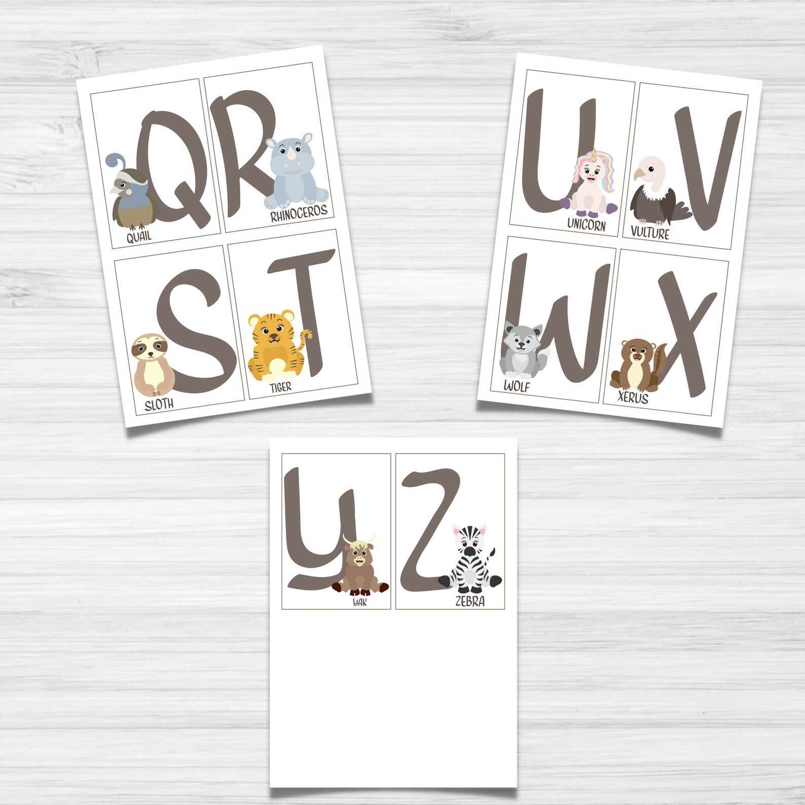 Animal Alphabet Flashcards & Poster Bundle, ABC Flashcards, Alphabet ...