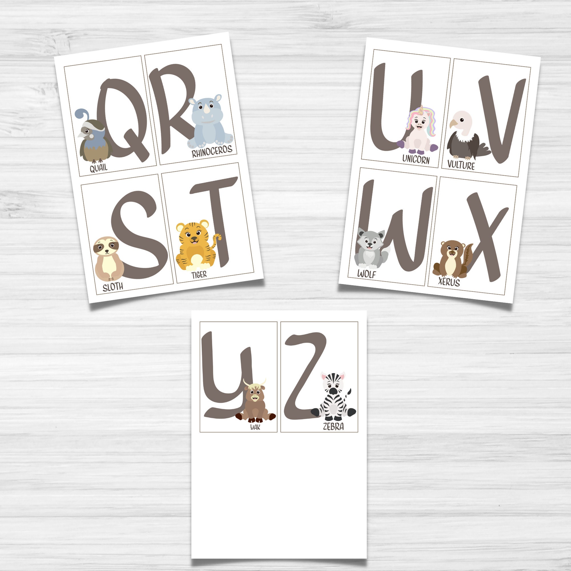 Animal Alphabet Flashcards & Poster Bundle, ABC Flashcards, Alphabet ...