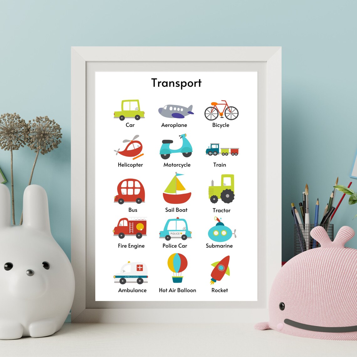 Toddler Learning Poster, Transport Poster, Vehicle Poster, Toddler Room ...