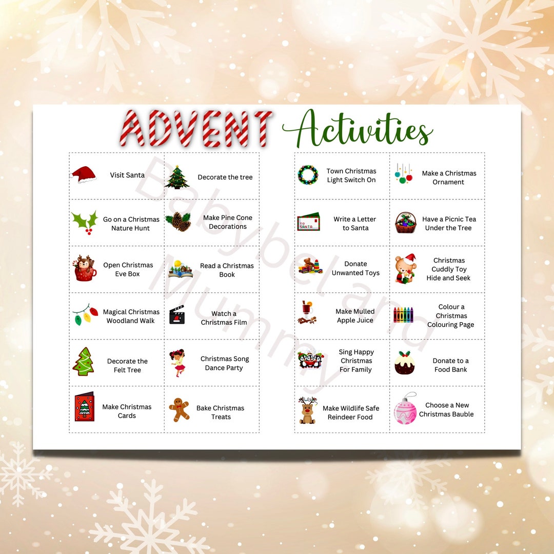 Printable Christmas Advent Activities, Family Christmas Activities ...