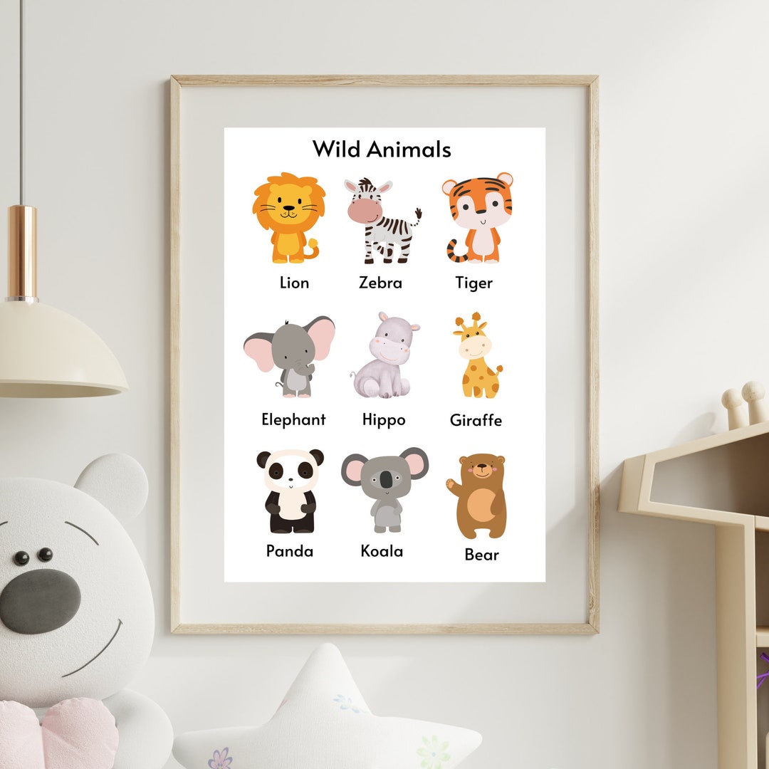 Toddler Learning Poster, Wild Animal Poster, Educational Poster ...