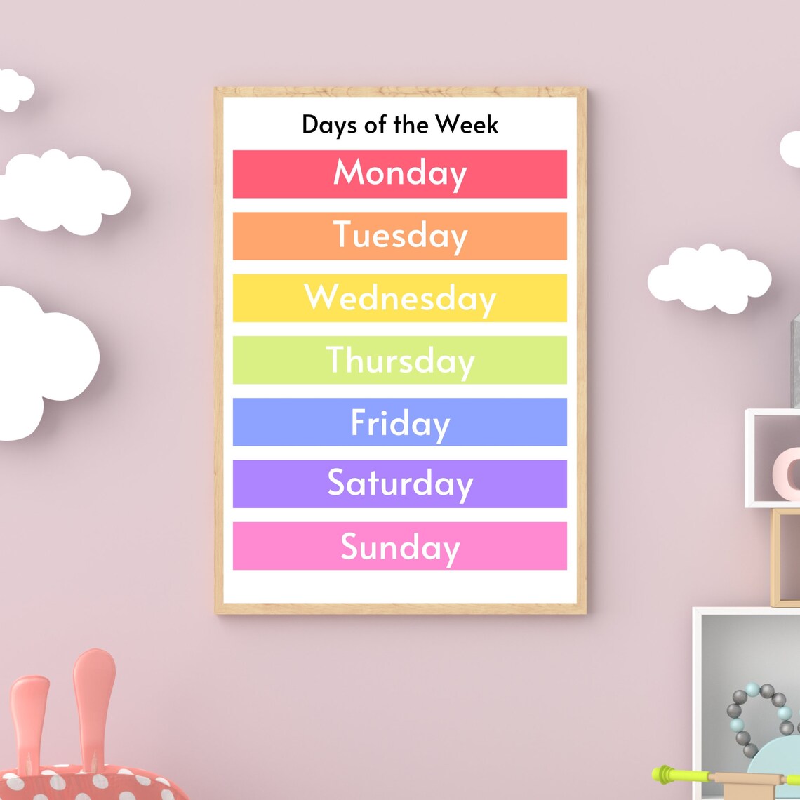 Toddler Learning Poster, Colour Poster, Days of the Week, Toddler Room ...