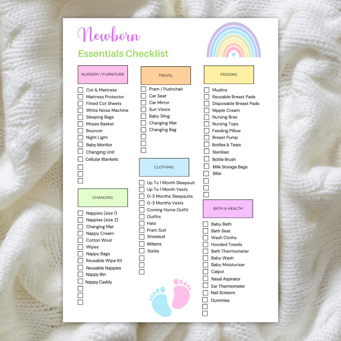 Printable Newborn Baby Essentials Checklist, Baby Essentials List, New ...