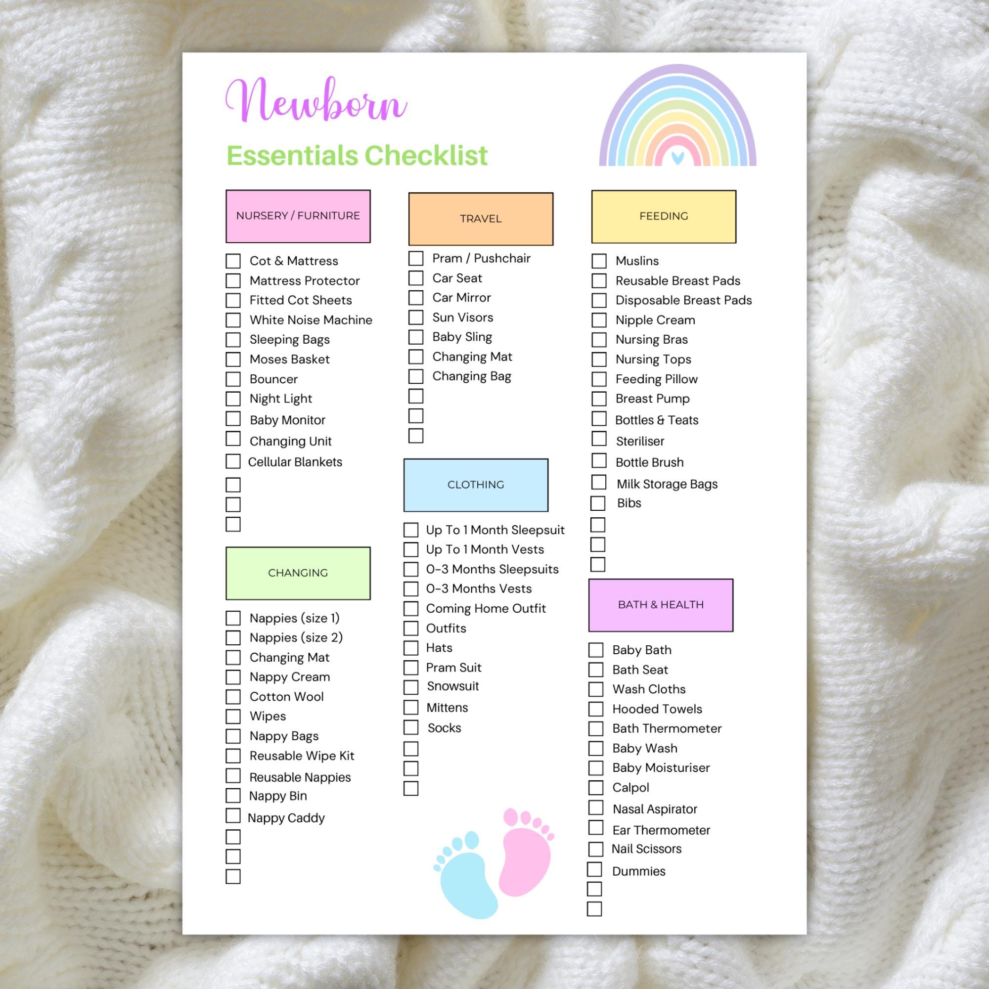 Printable Newborn Baby Essentials Checklist, Baby Essentials List, New ...