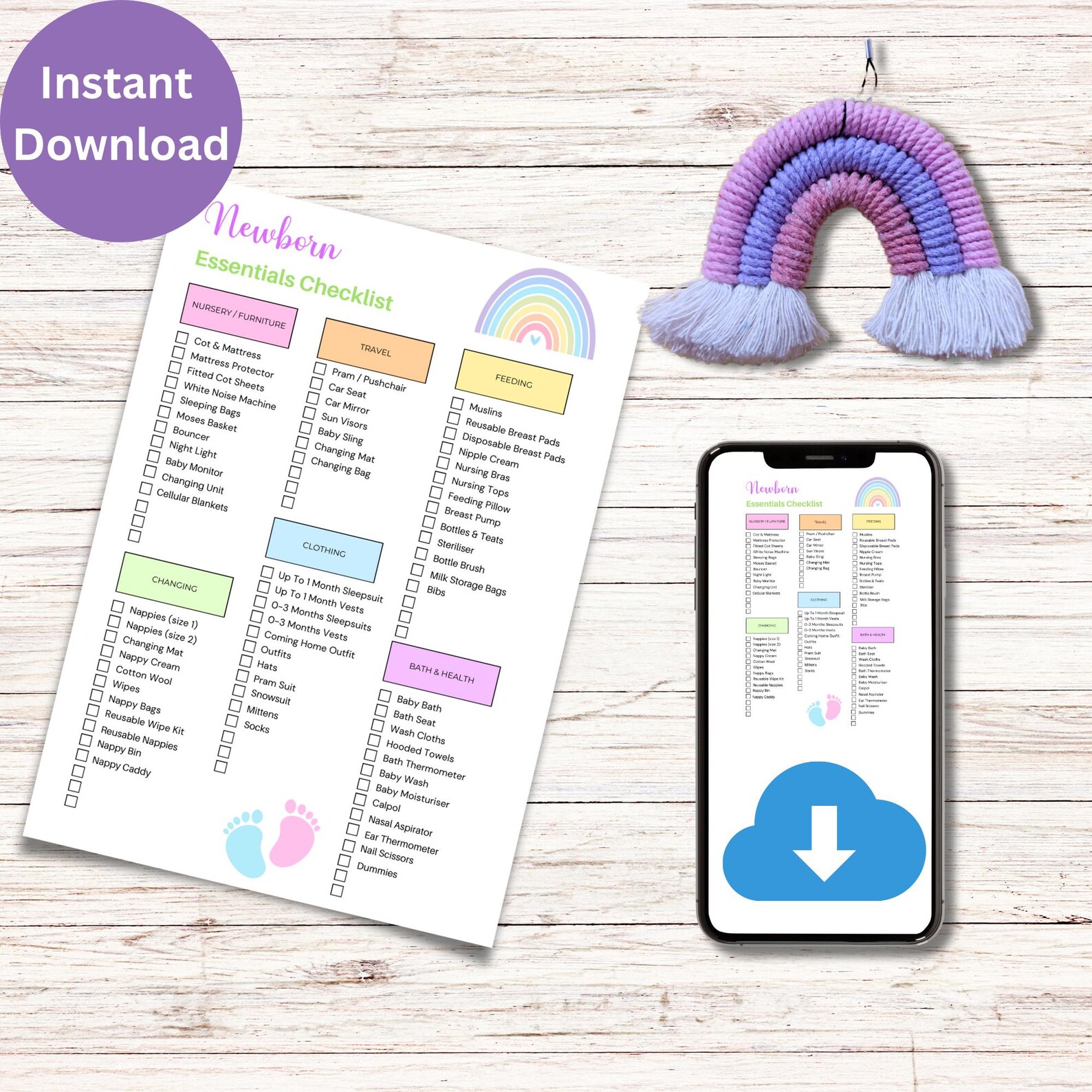 Printable Newborn Baby Essentials Checklist, Baby Essentials List, New ...