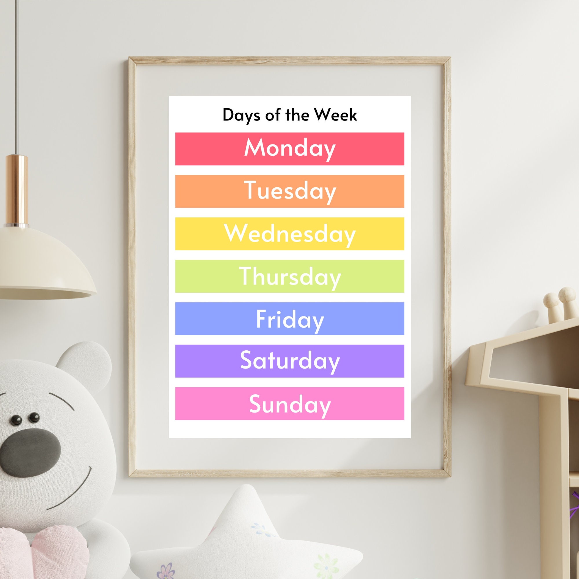 Toddler Learning Poster, Colour Poster, Days of the Week, Toddler Room ...