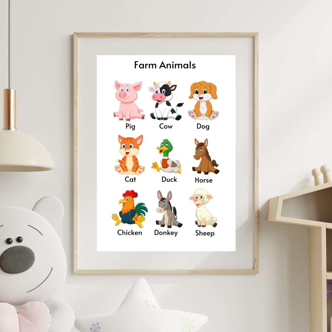 Toddler Learning Poster, Farm Animal Poster, Farm Animals, Toddler Room ...