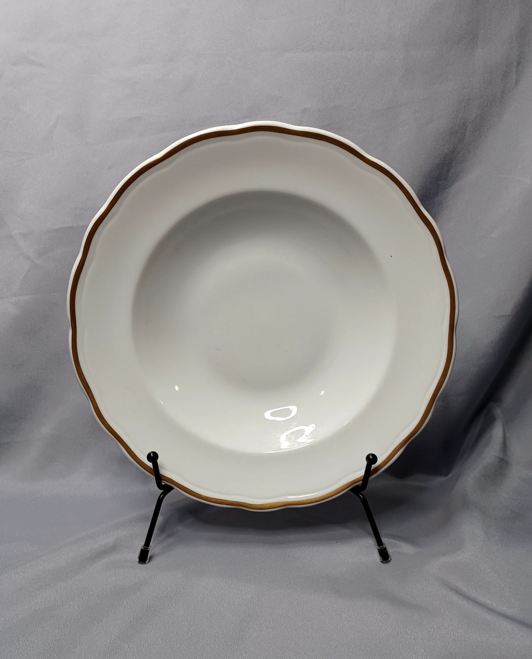 Vintage Inter-american Brazil Soup Bowls: Ivory Stoneware With Gold ...