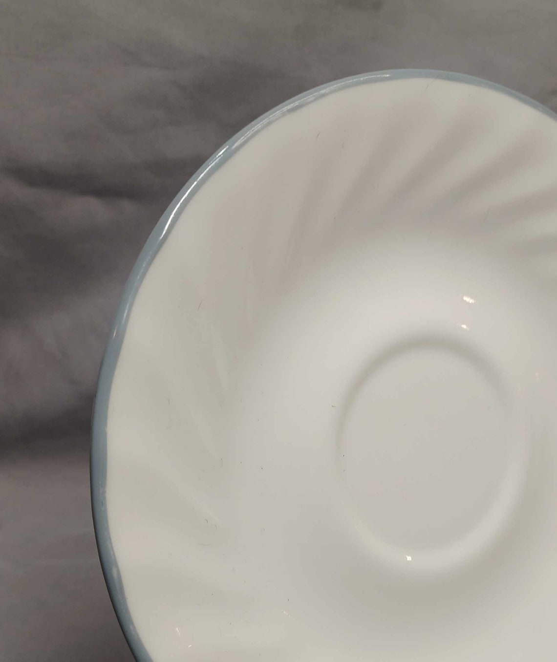 Corelle Set of 7 Ruffled White W/ Gray-blue Saucers 6 1/4 - Etsy