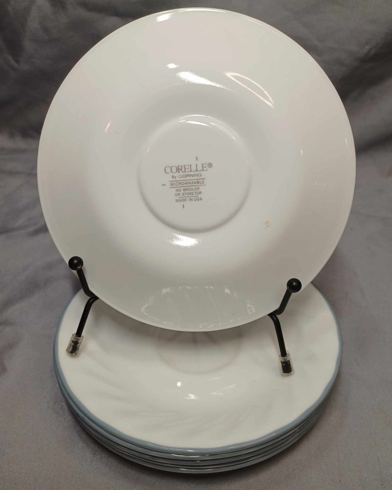 Corelle Set of 7 Ruffled White W/ Gray-blue Saucers 6 1/4 - Etsy