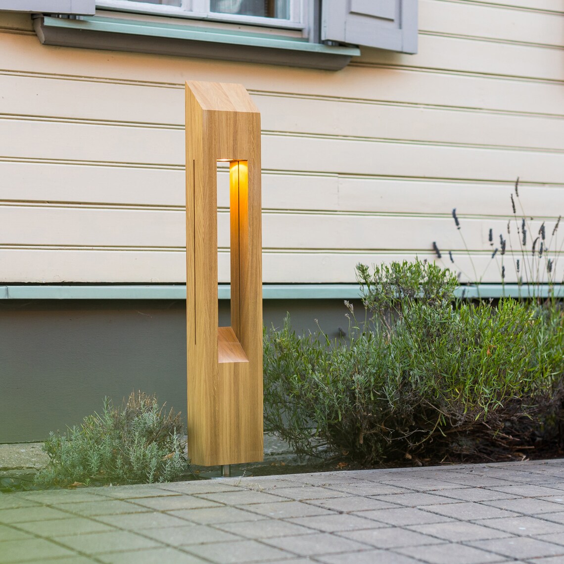 GAISMONIS Wooden Outdoor Light, Bollard Light, Oak Standing Lamp, Tall ...