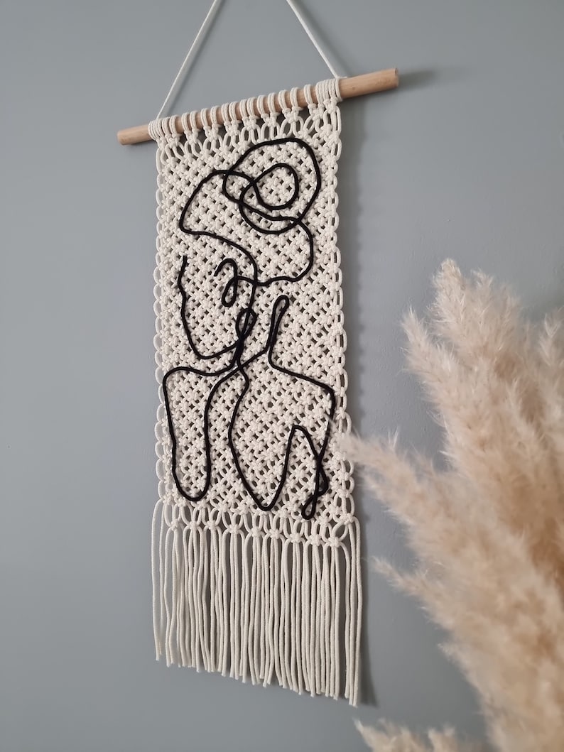 Minimalist One Line Art Macrame Wall Decor Geometric Decor - Etsy UK