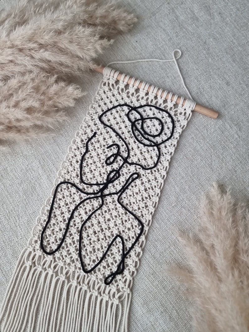 Minimalist One Line Art Macrame Wall Decor Geometric Decor - Etsy UK