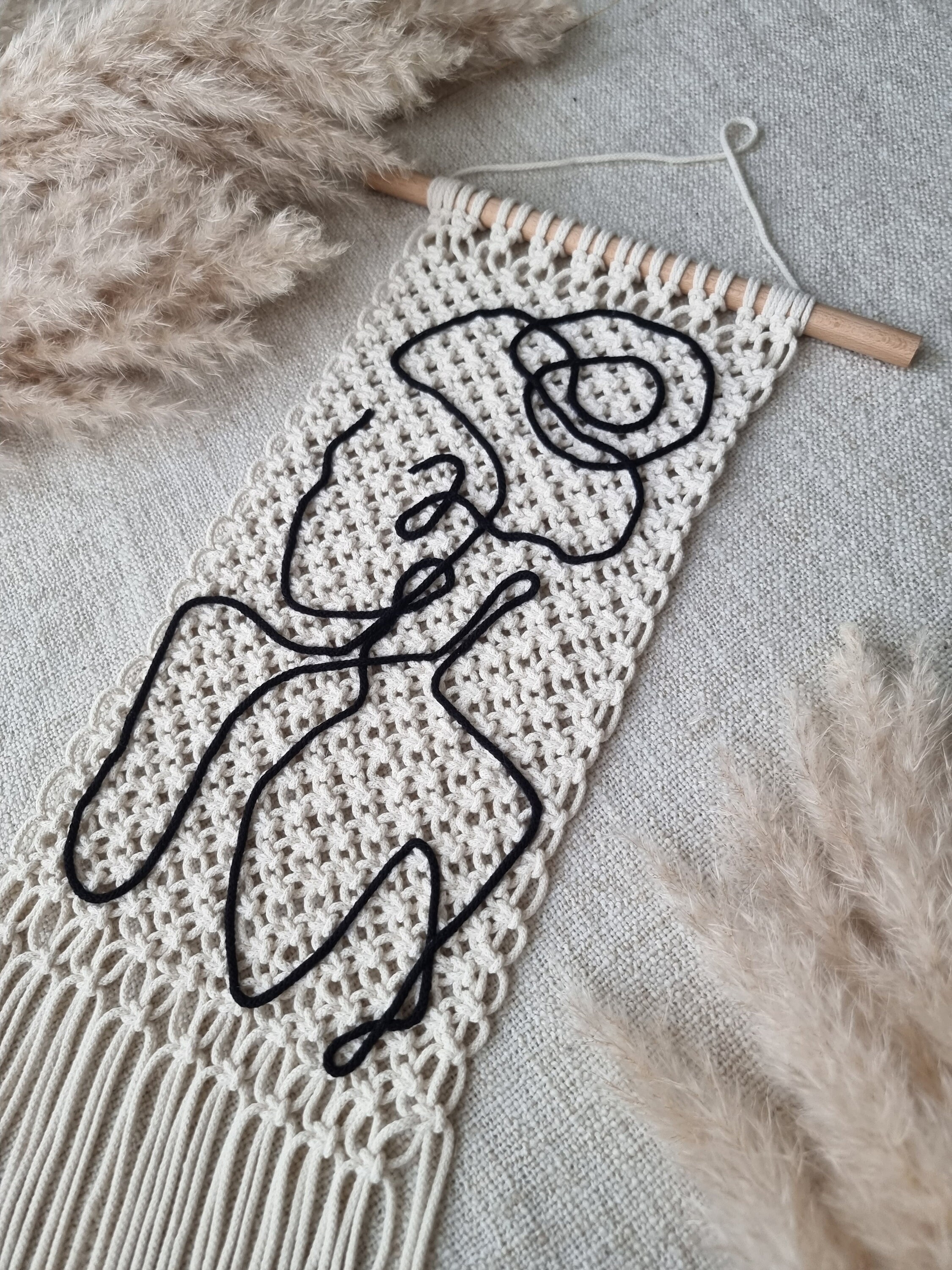 Minimalist One Line Art Macrame Wall Decor Geometric Decor - Etsy UK