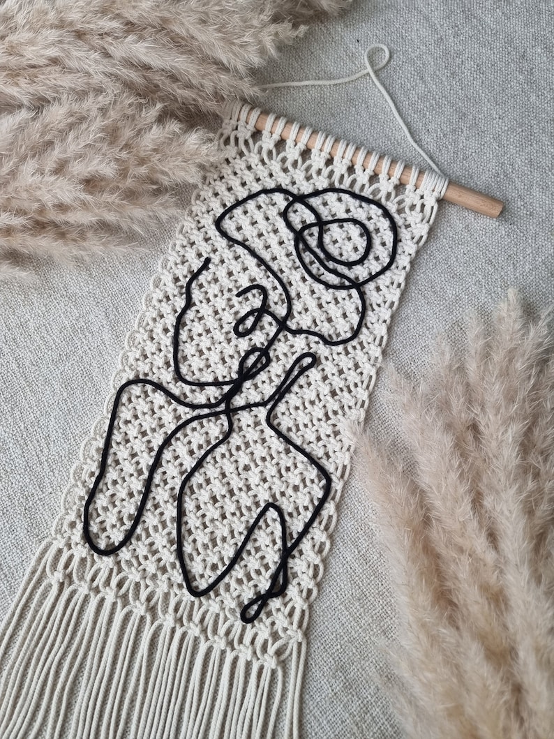 Minimalist One Line Art Macrame Wall Decor Geometric Decor - Etsy UK