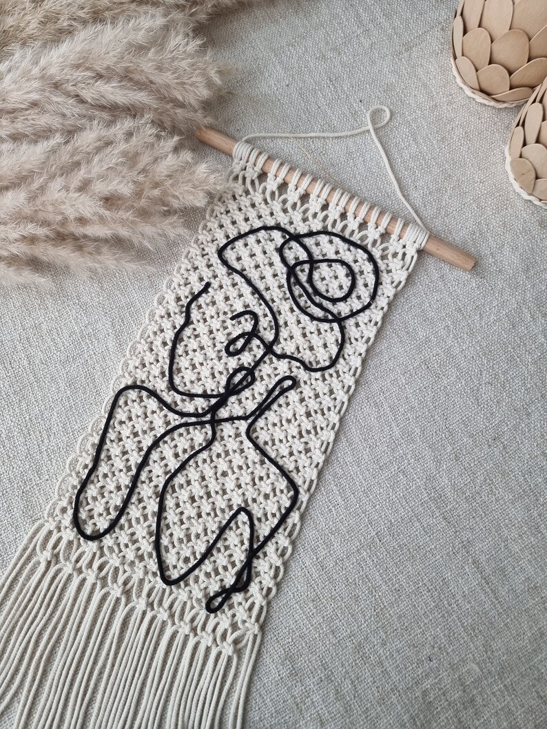 Minimalist One Line Art Macrame Wall Decor Geometric Decor - Etsy UK