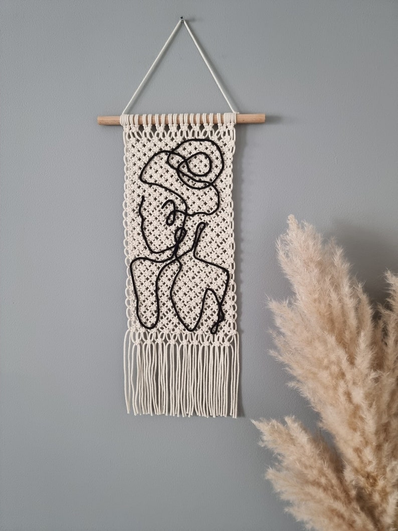 Minimalist One Line Art Macrame Wall Decor Geometric Decor - Etsy UK