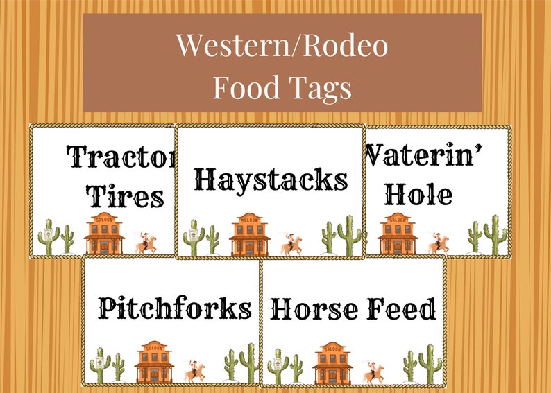Rodeo Birthday: Western-inspired Food Tags | Cowboy Celebration ...