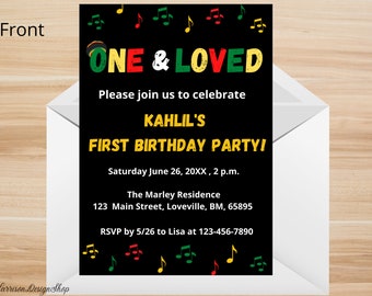 One Love Reggae Party Invitation Printable Birthday Party - Etsy