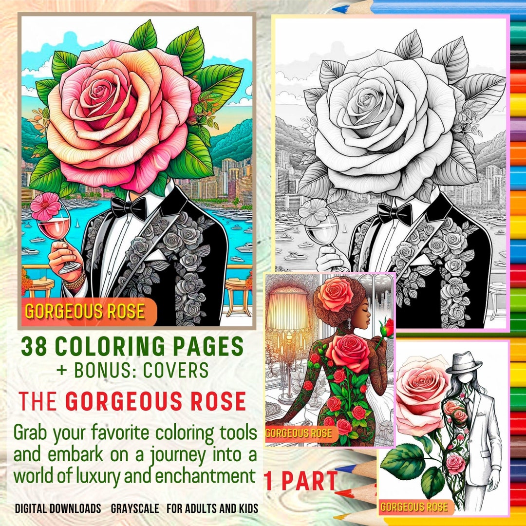 Rose Coloring Book Pages, Fantasy Coloring, Floral Coloring for Adults ...