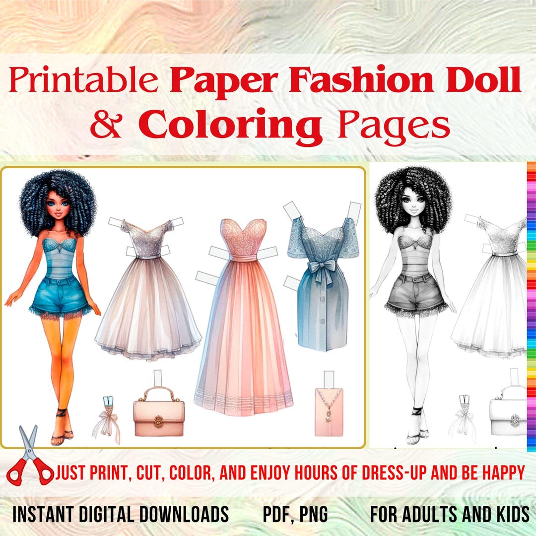 Printable Paper Doll Dress up Girls With Coloring Pages Fashion Girl ...