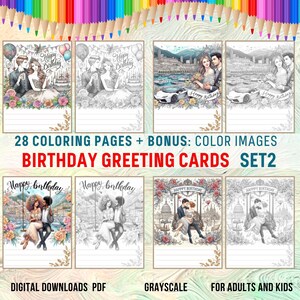 Birthday Greeting Coloring Book Pages for Designing Your Own Beautiful ...