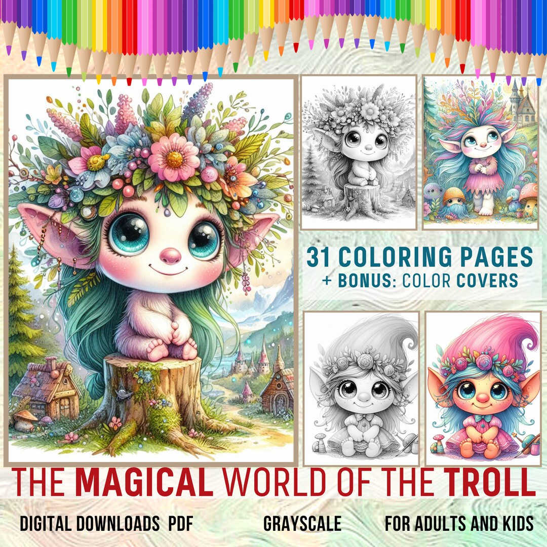 Troll Coloring Page Book, the Magical World of the Troll Fantasy ...