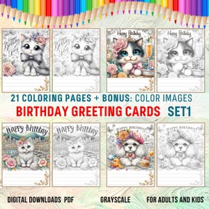 Birthday Greeting Card Coloring Book Pages | Create Your Own Beautiful ...
