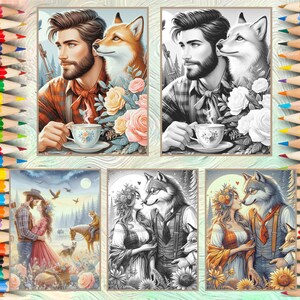 Fairy Tale Wolf in Romantic Country Coloring Stress Relief for Relax ...